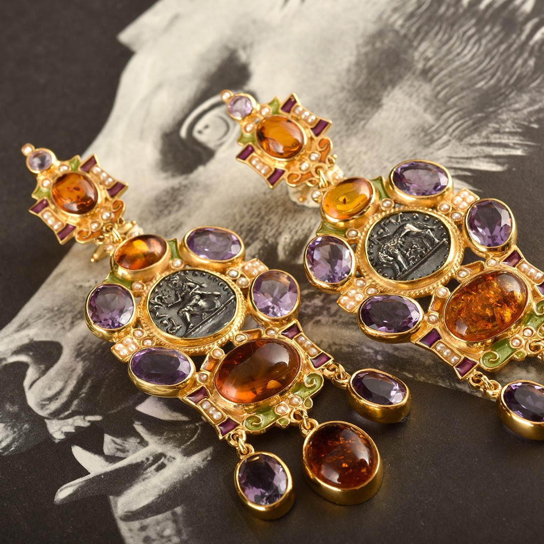 Roman coin earrings, handmade in Italy by Percossi Papi with ...